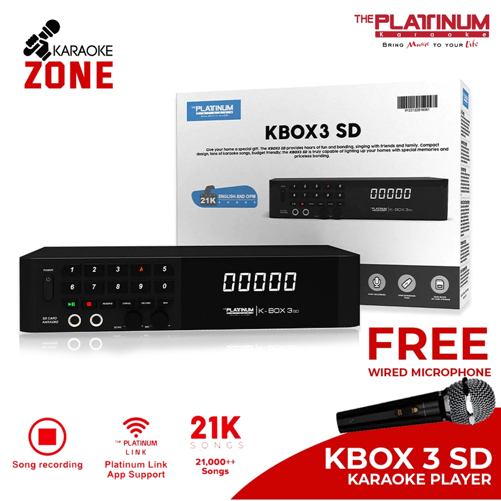 The Platinum Karaoke KBox 3 / SD karaoke Player / 21K++ Songs / free wired Mic / Platinum ...