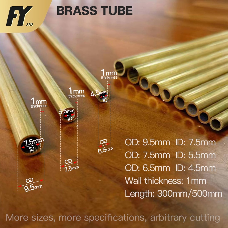 FUYI brass tube OD 9.5mm ID 7.5mm alloy tube 7.5mm outer diameter 5.5mm ...