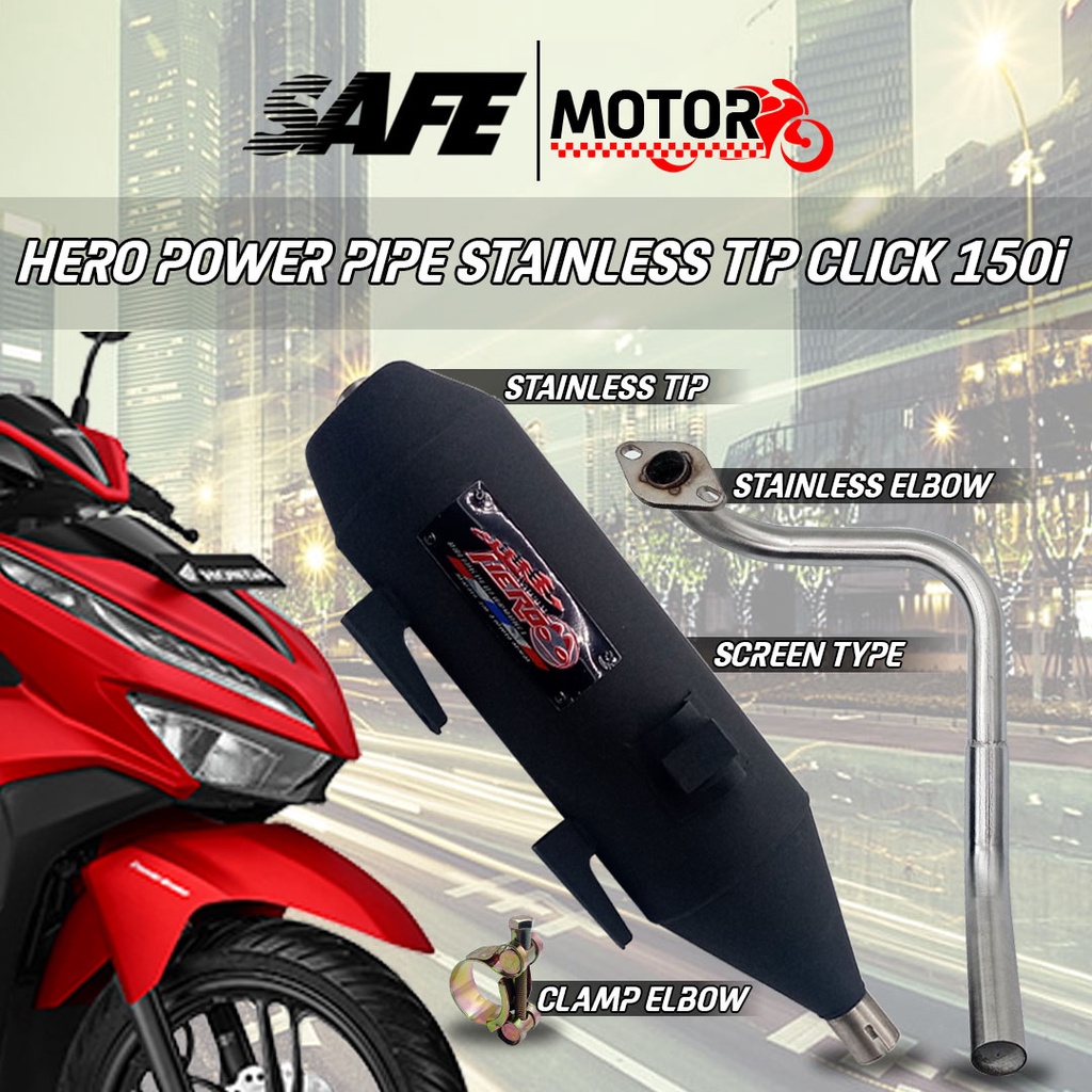 HERO POWER PIPE STAINLESS TIP FOR CLICK 125/CLICK 150 MADE IN THAILAND ...