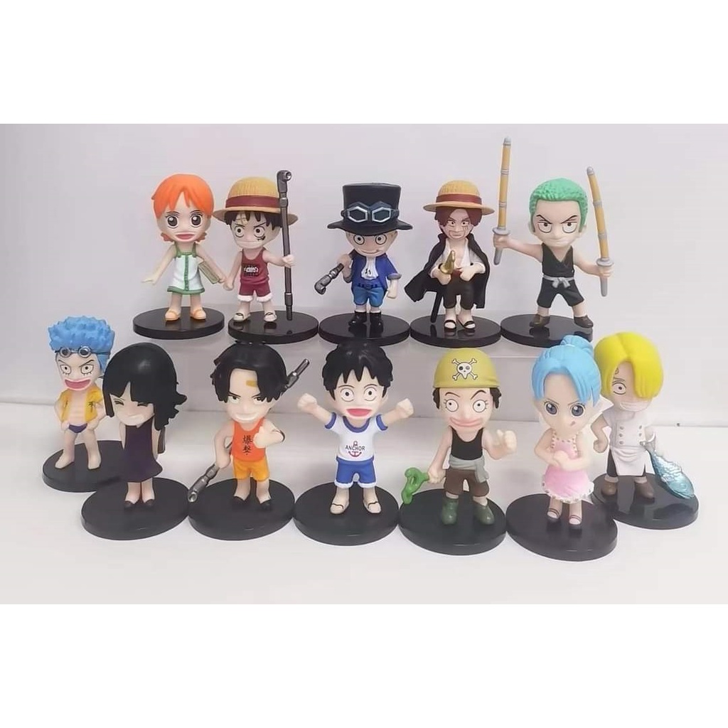 12 pcs 12cm figures one piece child child ver. luffy ace sabo nami ...