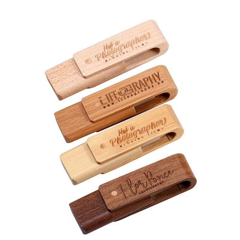 USB 3.0 laser engraving logo customized wooden rotatable usb flash ...
