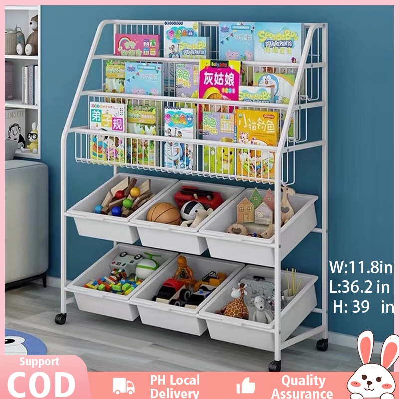 Children's Toy Storage Rack Simple Moving Rack Trolley Multifunctional ...