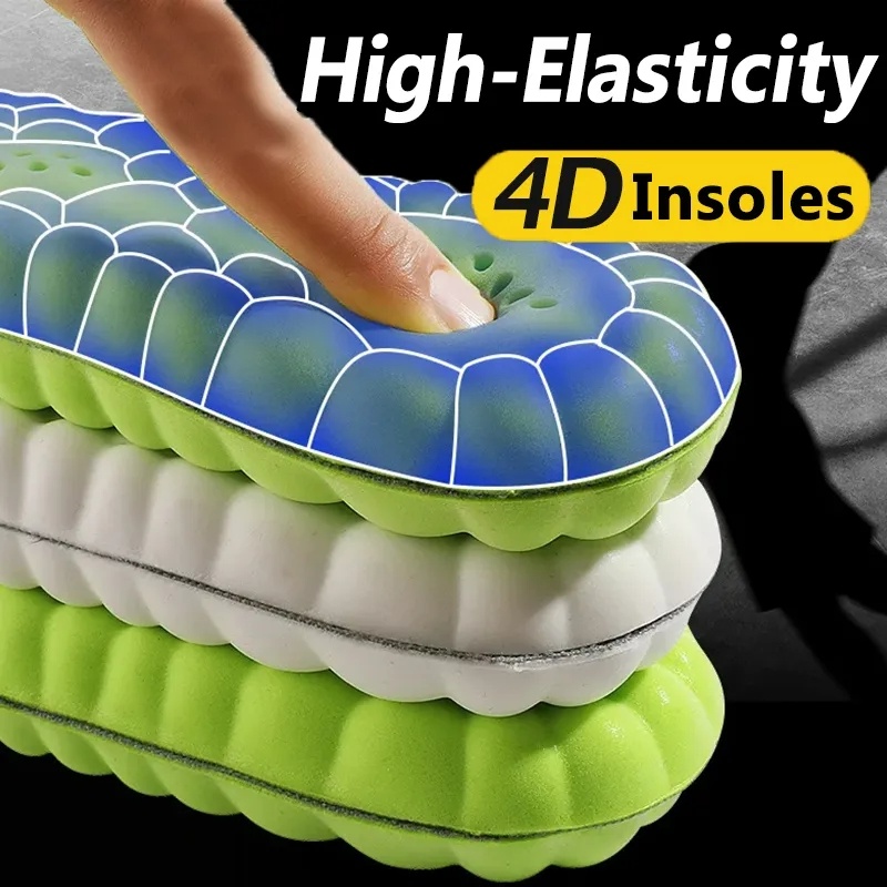 4D Latex Sport Insoles Super Soft High Elasticity Shoe Pads Anti-pain ...