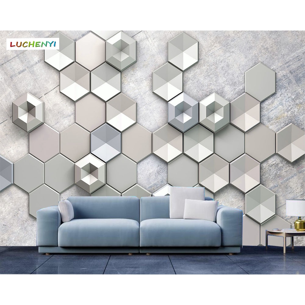 Custom Modern abstract polygon Geometric wallpaper 3D Stereo Pattern ...