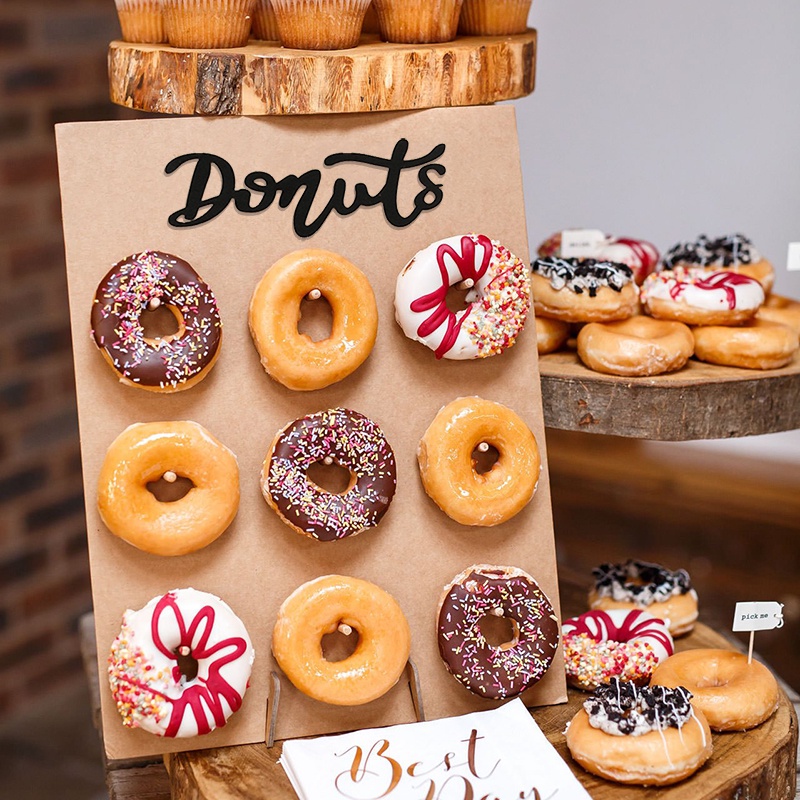 Wooden Donuts Wall Display Stand Holder Candy Sweets Doughnut Rack for ...