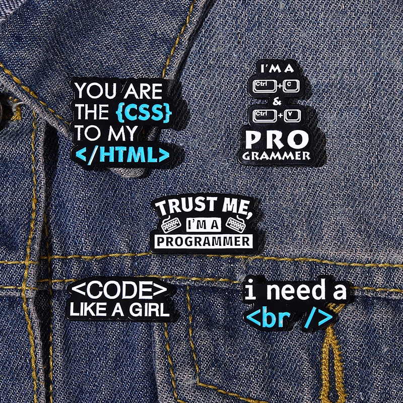 Cartoon Text Class Lapel Pin Computer Equation Brooch Gift for Friend ...