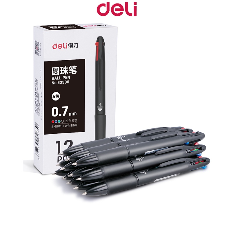 Deli 33390 Four-Color Ballpoint Pen 0.7mm Bullet School Supplies ...