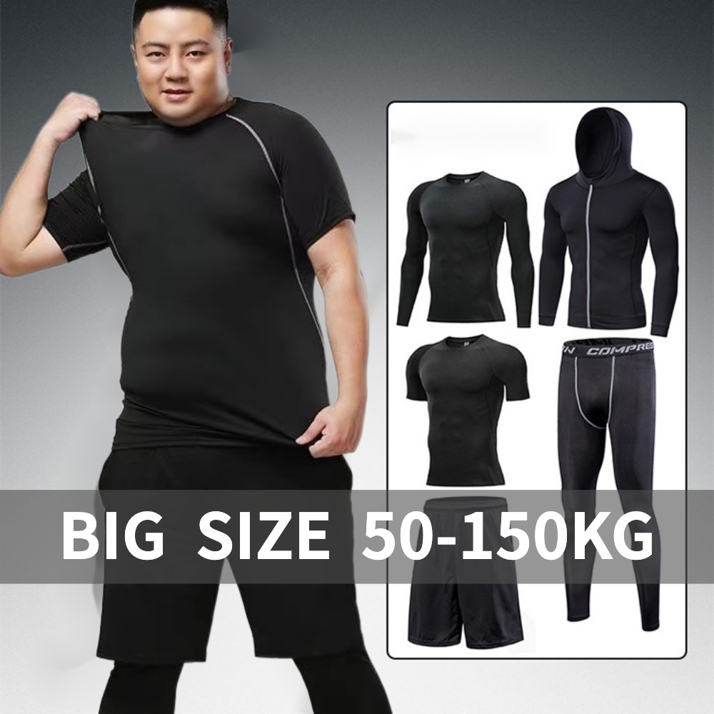 Oversize 150KG 7XL Men Fitness Suit Plus Size Sports Suit Quick Dry ...