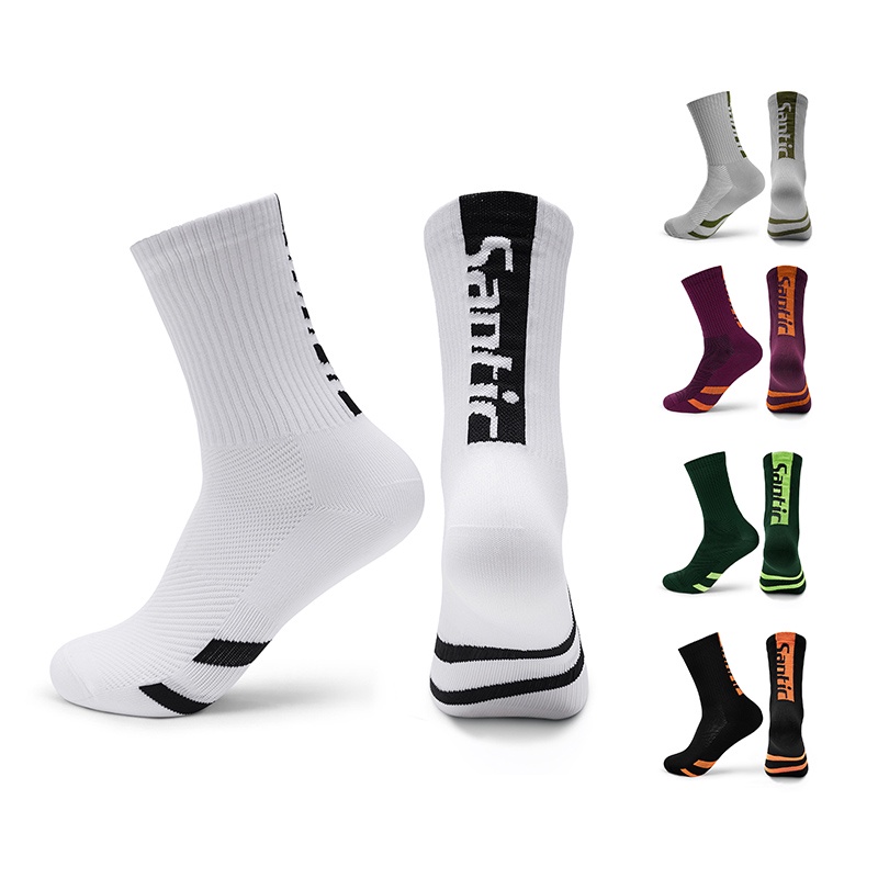 Santic Men Women Cycling Socks Sports Mid-Calf Socks Cycling ...
