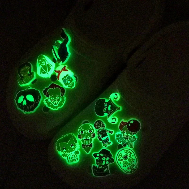 Cartoon Glow In The Dark Croc Accessories Charms Pin Skull Luminous ...