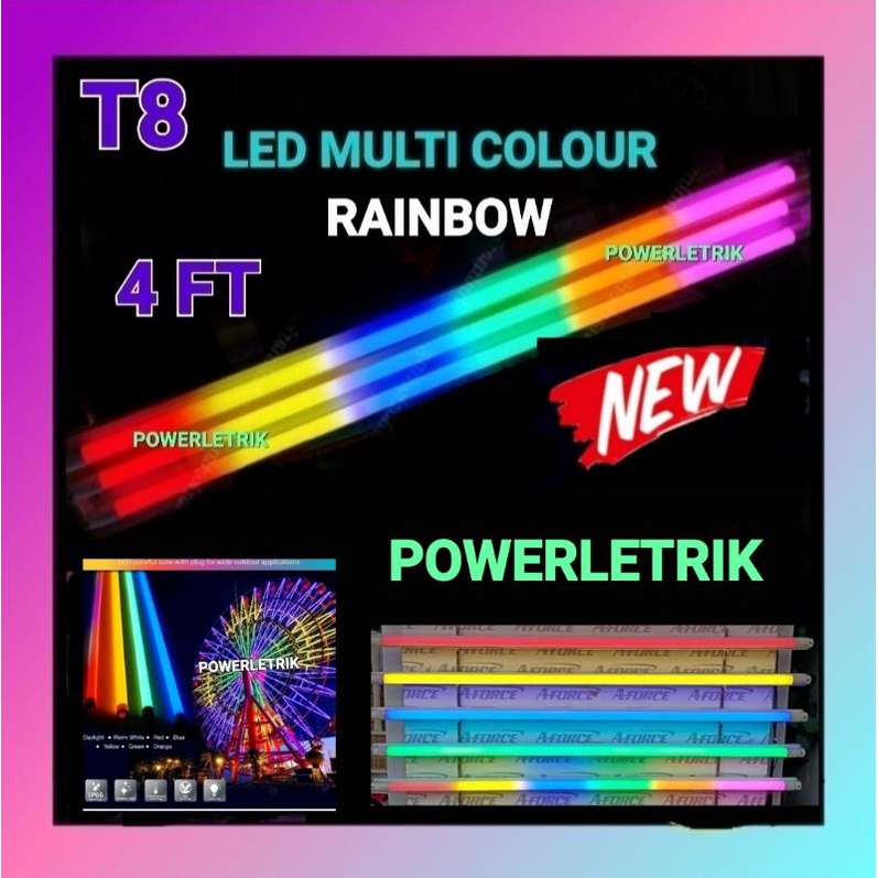 4FT T8 LED COLOUR TUBE MULTI COLOUR RAINBOW(6 in 1) RGB(3 IN 1) RED ...