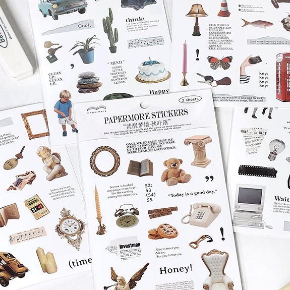 Cdaily|Vintage ins Style Handbook Stickers Collage diy Decorative 2pcs ...