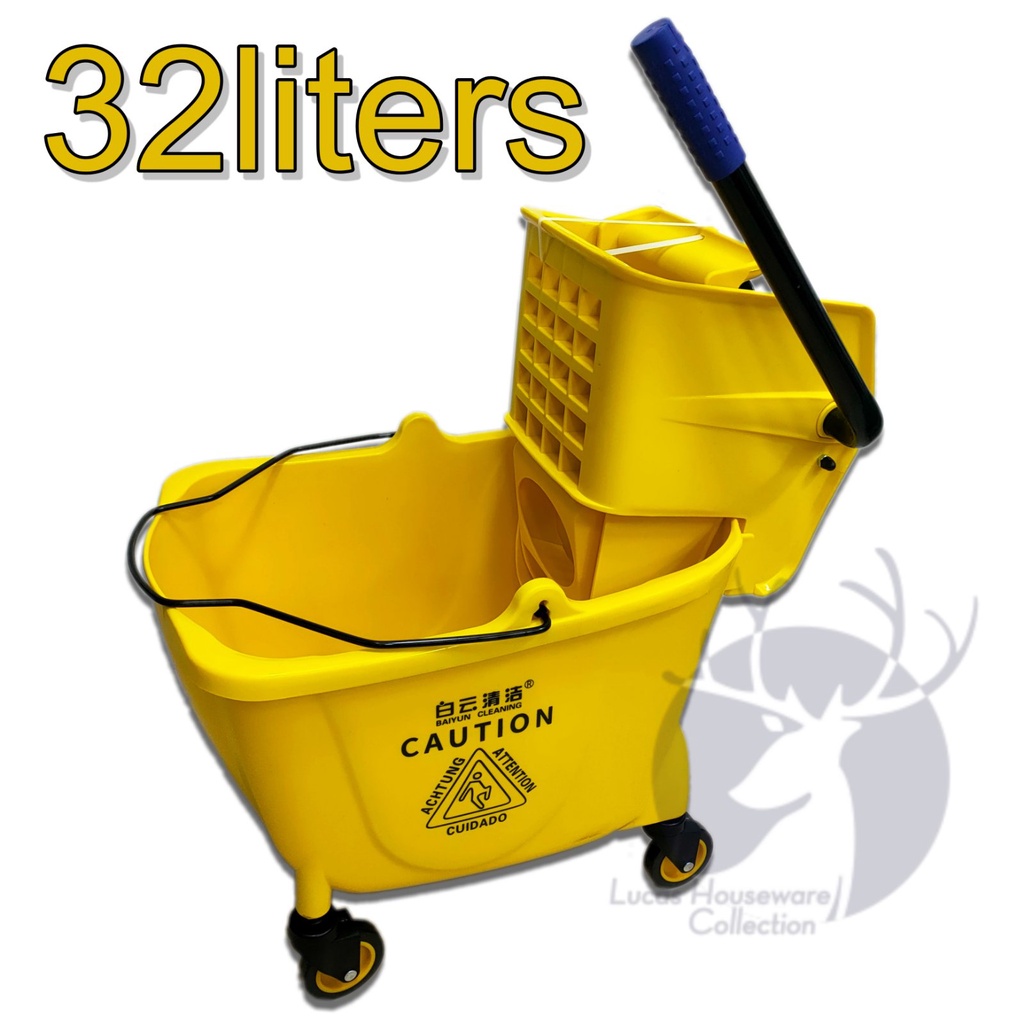 PLASTIC COMMERCIAL MOP-BUCKETS WITH WHEELS & SIDE PRESS WRINGERS SET ...