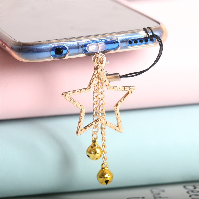 Mobile Phone Anti-Dust Plug diy Five-Pointed Star Bell Pendant ...