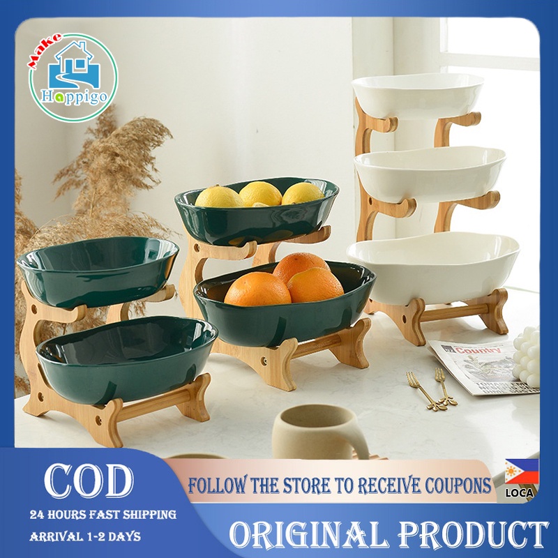3 Tiers Ceramic Fruit Basket,Vegetables Candy Shelves Fruit Storage ...