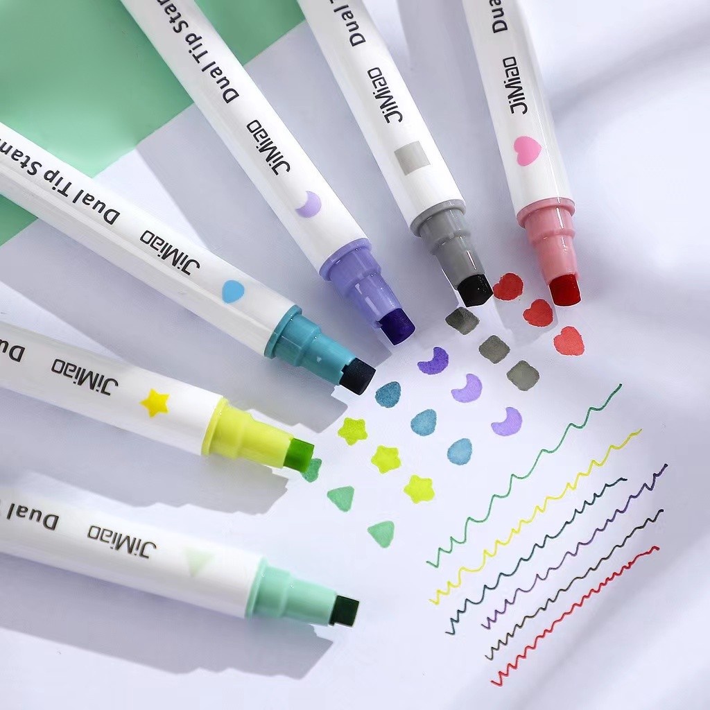 6 colors multi-color pen double tip DIY highlighter | Shopee Philippines