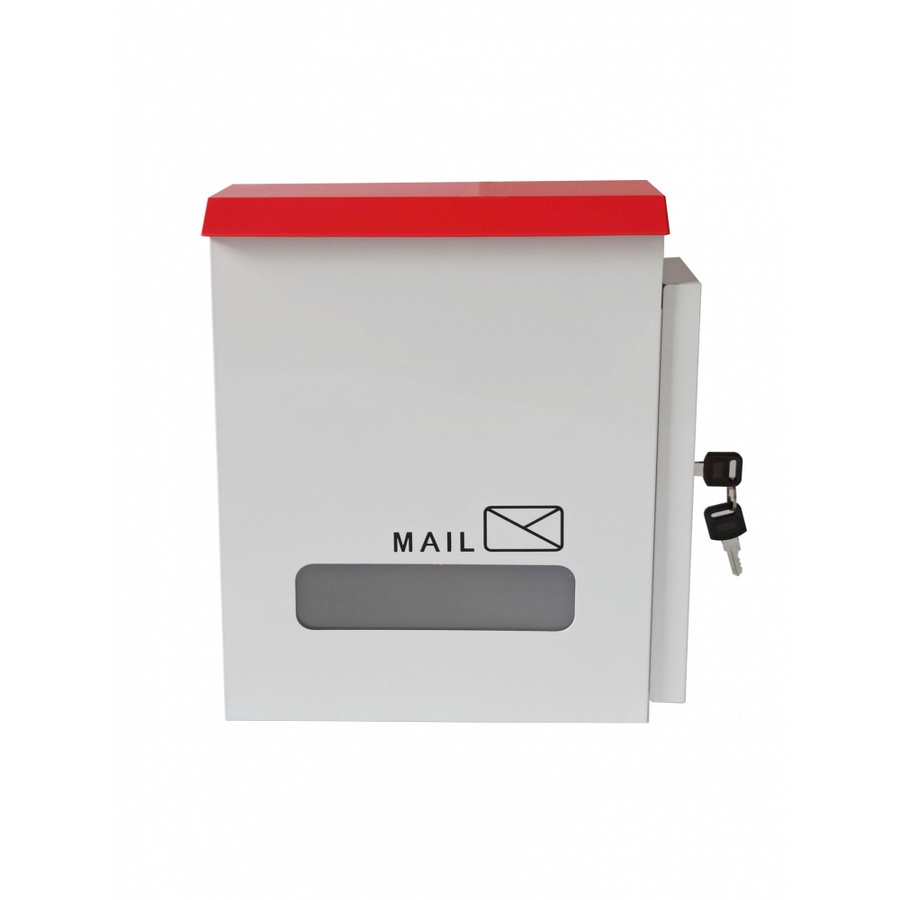 Steel Mailbox With Key Model HF301 White-Red Color Size 25x30x10 Cm ...