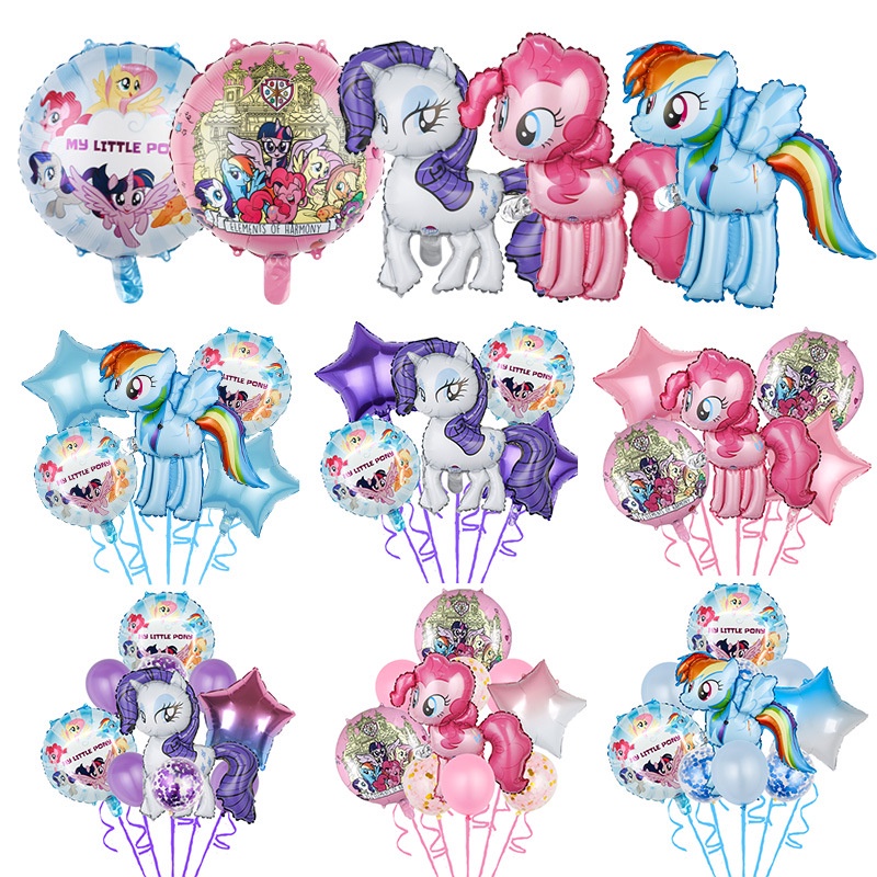 5pcs/set My Little Pony Foil Balloons Cartoon Rainbow Horse Kids Toys ...