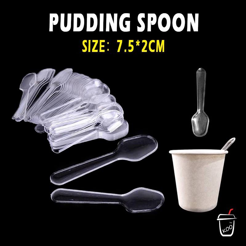 500pcs Pudding Spoon Plastic Sundae Spoon Disposable Transparent Spoon ...