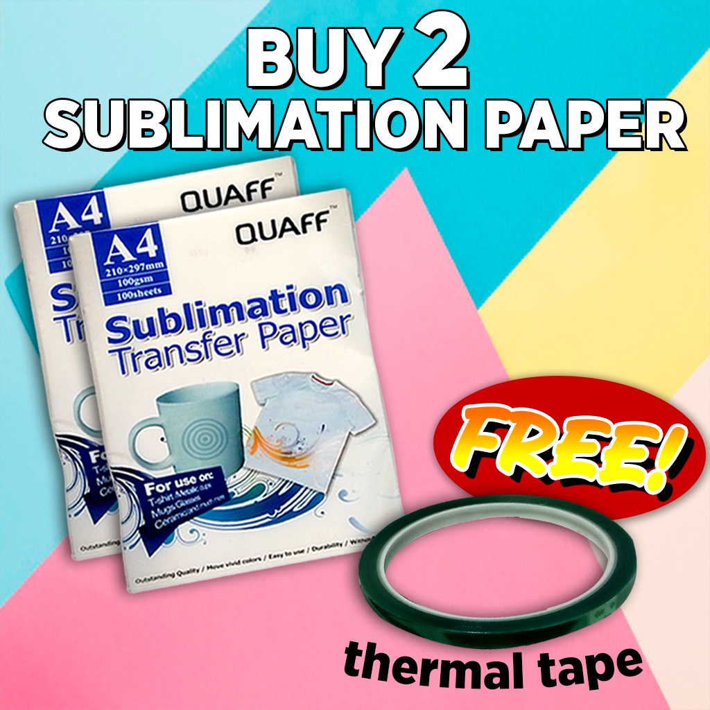 Promo Bundle QUAFF Sublimation Paper A4 Size 2 Packs + 1 Roll Thermal ...