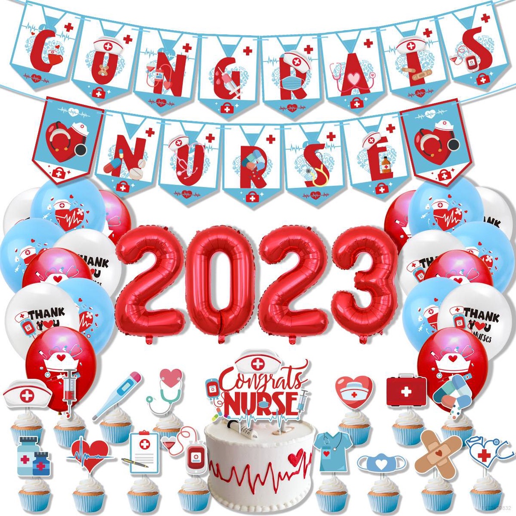 Kira nurse day Graduation Theme party decorations banner cake topper ...
