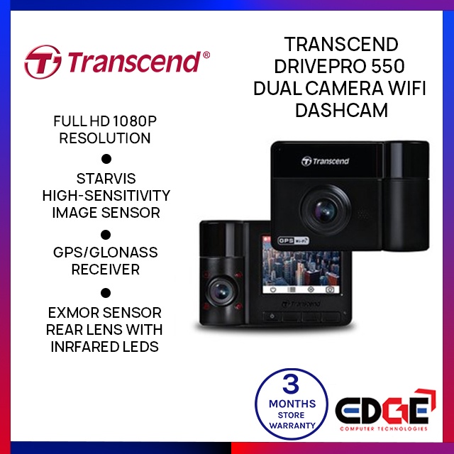 EDGE | TRANSCEND DrivePro 550 Dual Camera FHD 1080p WIFI Dashcam ...