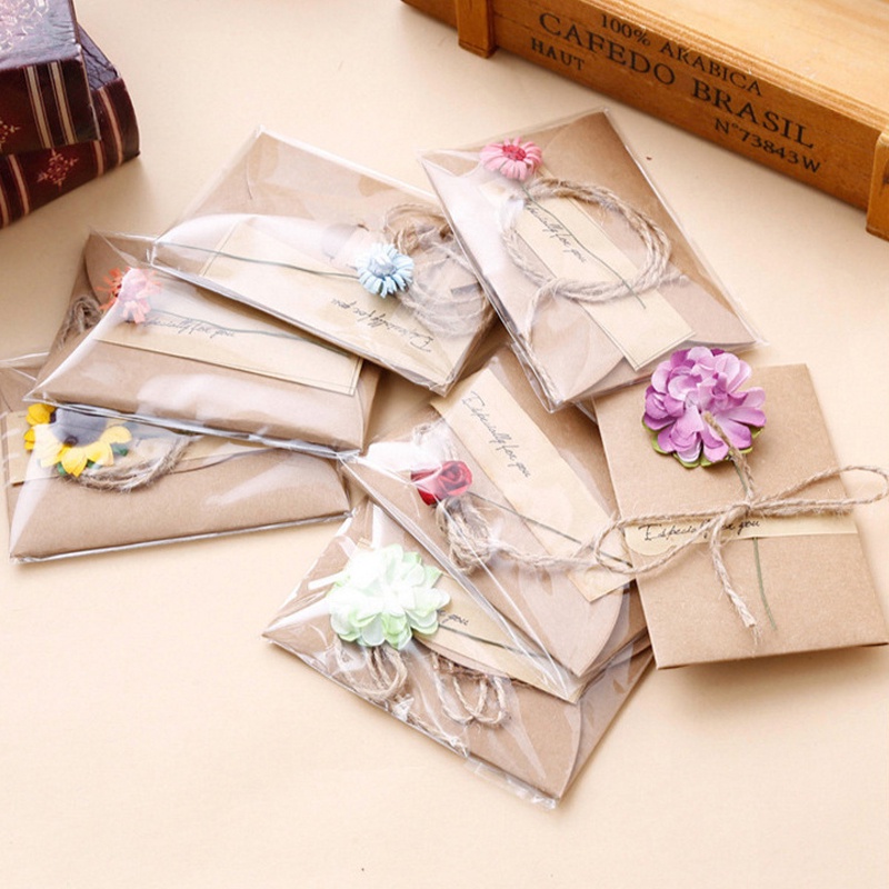 Retro Simple Simulation Flower Greeting Card Creative Kraft Paper Love ...
