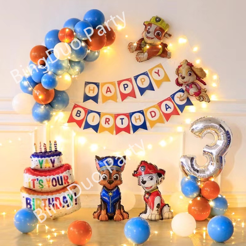 Paw Patrol Balloon Chase Rubble Skye Marshall Foil Balloon Blue Pink Cake Matte Balloon 32 ...