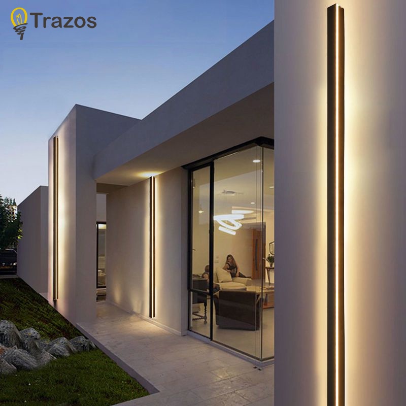 Trazos Outdoor Wall Lamp Waterproof Long Strip Garden Courtyard Door ...