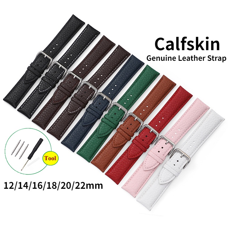 Colorful Waterproof Genuine Leather Watchband Calfskin Watch Strap 12 ...