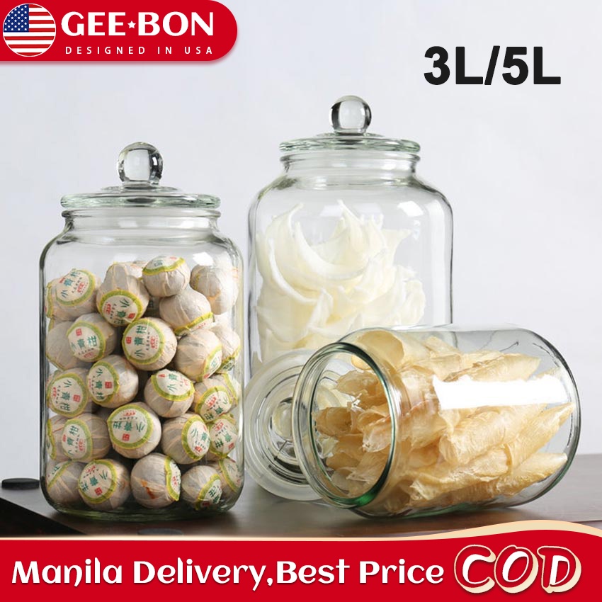 GEEBON Glass Jar with Cover Transparent Sealed Jar Container Storage ...