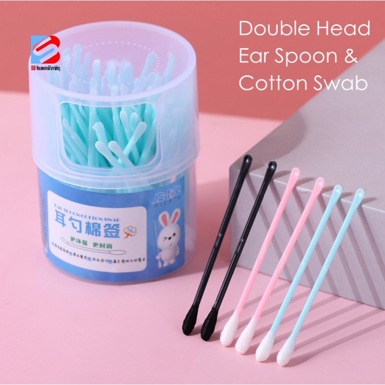 100pcs 2in1 Double Head Sterile Cotton Swabs Cosmetic Cotton Buds Tip ...