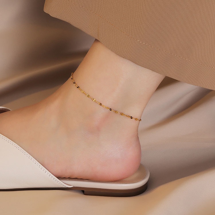 Unfading titanium anklet women's Korean simple matching | Shopee ...