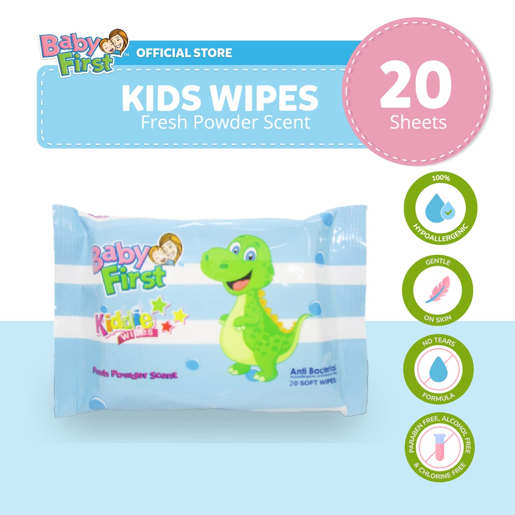 Baby First Kiddie Wipes 20 Sheets Fresh Powder Scent | Shopee Philippines