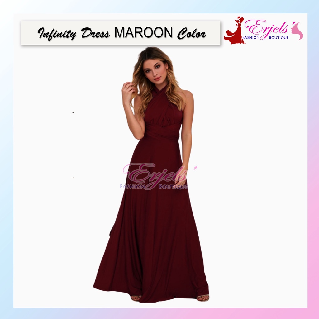 MAROON Infinity Dress | Floorlength with tube | Cotton Spandex | Shopee ...