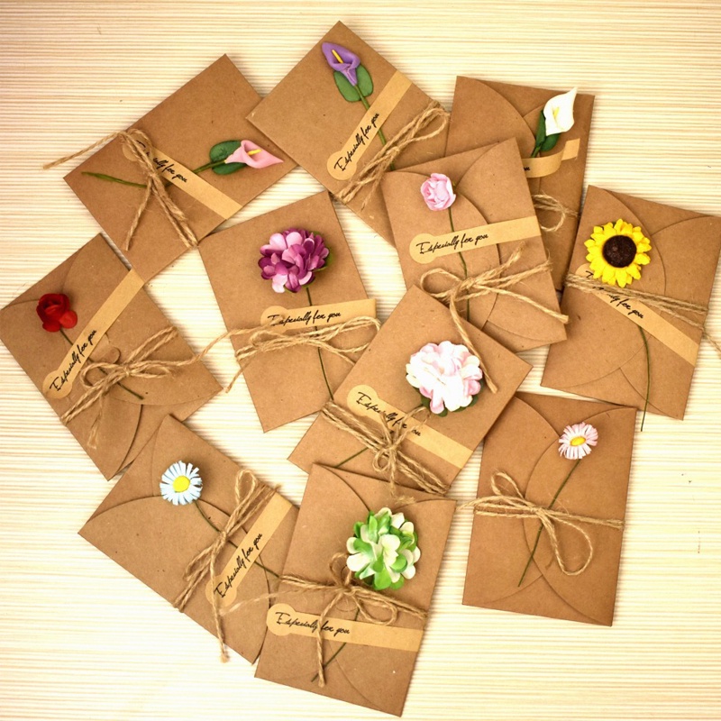 Popular Kraft Paper Simulation Flower Postcard Creative Holiday ...