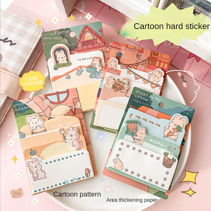 4pcs Notepad Sticky Notes Notebook Cute Material Message Girl | Shopee ...