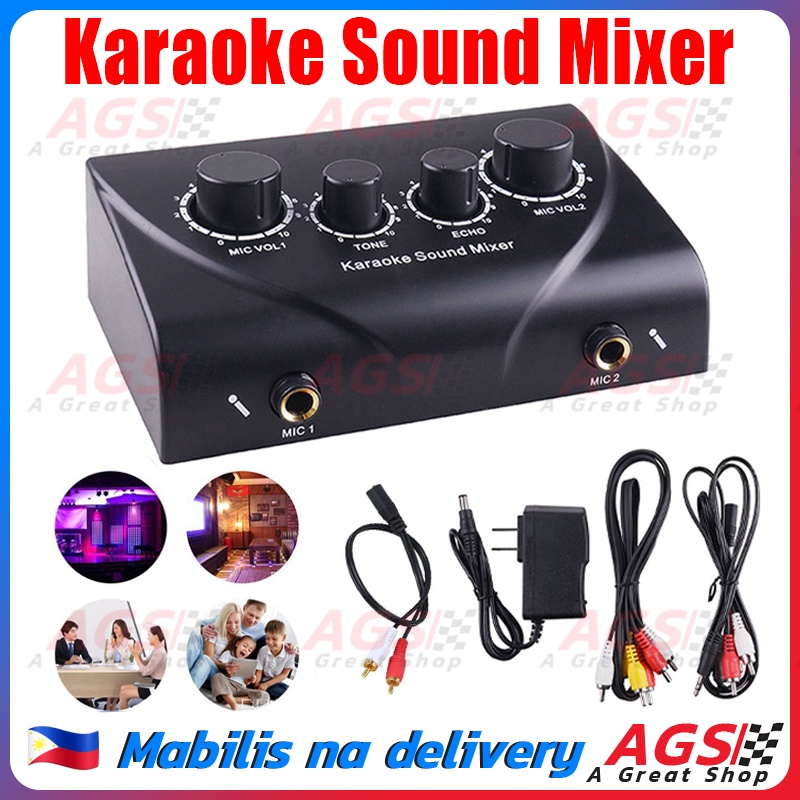 Multifunctional Audio Mixer Amplifier Portable Dual Mic Input Amplifier and Mic Karaoke Echo ...
