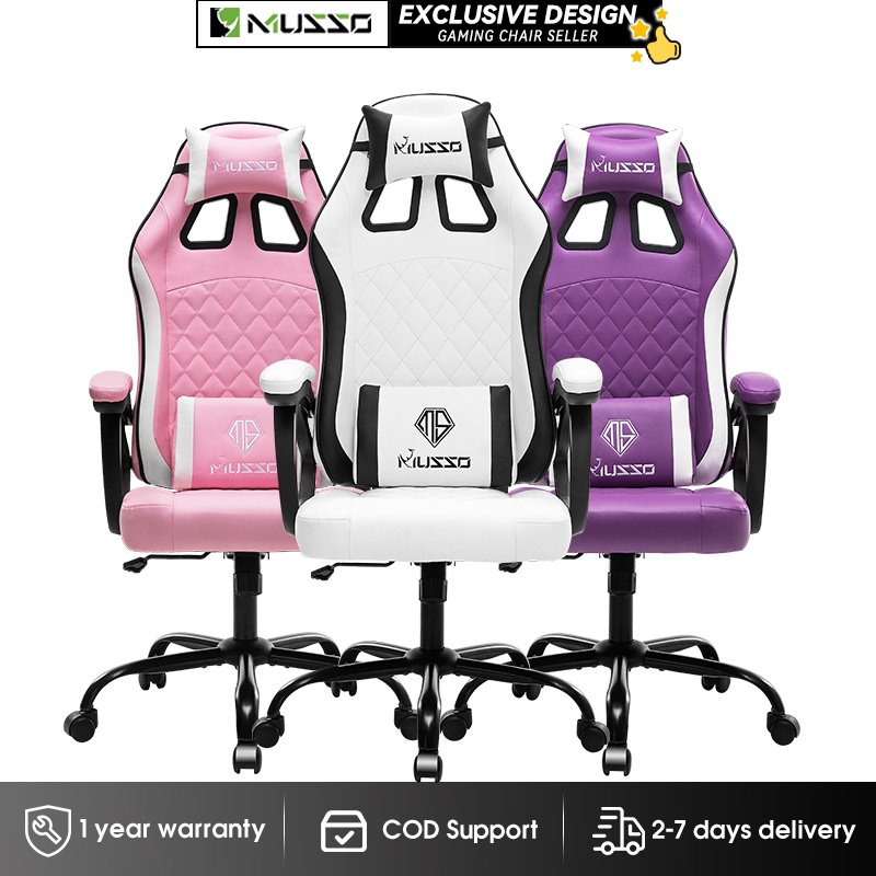 MUSSO 109P Contrast Color Gaming Chair, Leather Adjustable Office Chair ...