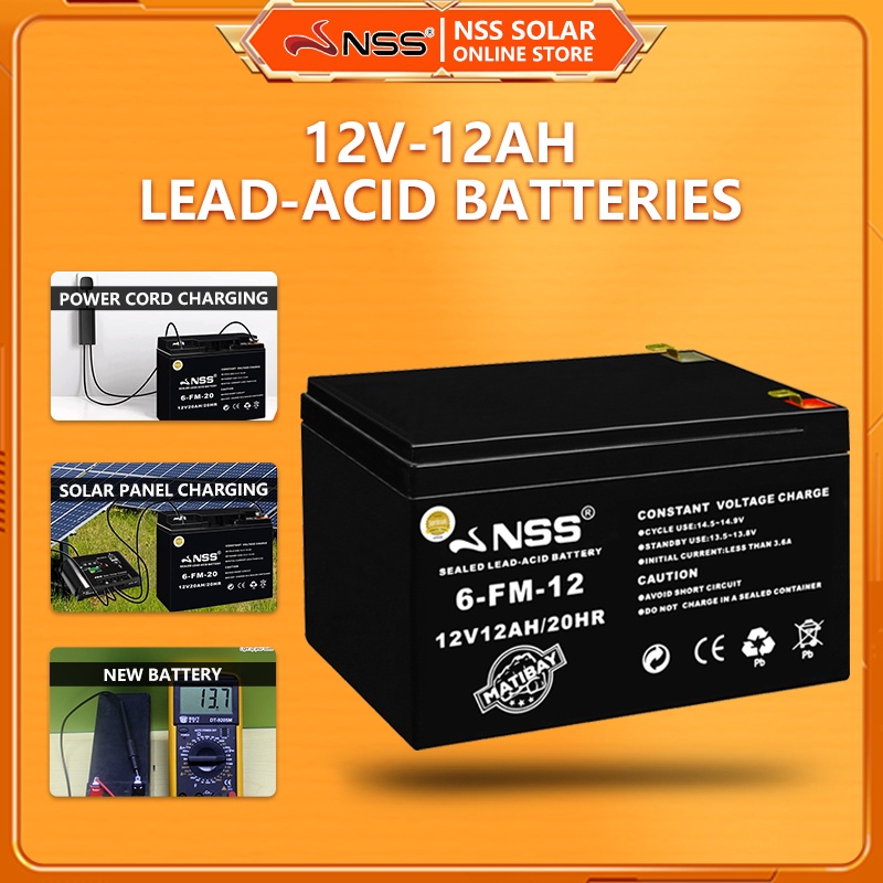 NSS Solar Battery 12V 12AH sealed lead-acid battery solar Rechargeable ...
