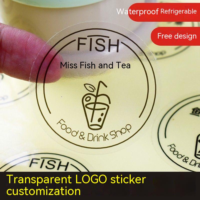 Milk Tea Cup Transparent logo Sticker Custom Printing Baking Fruit ...