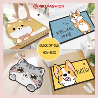 Cartoon doormat Animal Print Welcome Doormat Cat Puppy Dog Yellow Corgi ...
