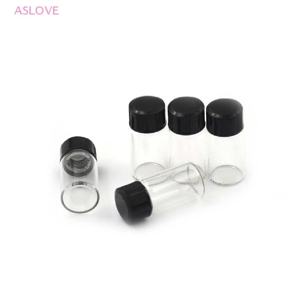 ASLOVE 5Pcs 3ml Small Cute Glass Vials Bottles Clear Containers With ...