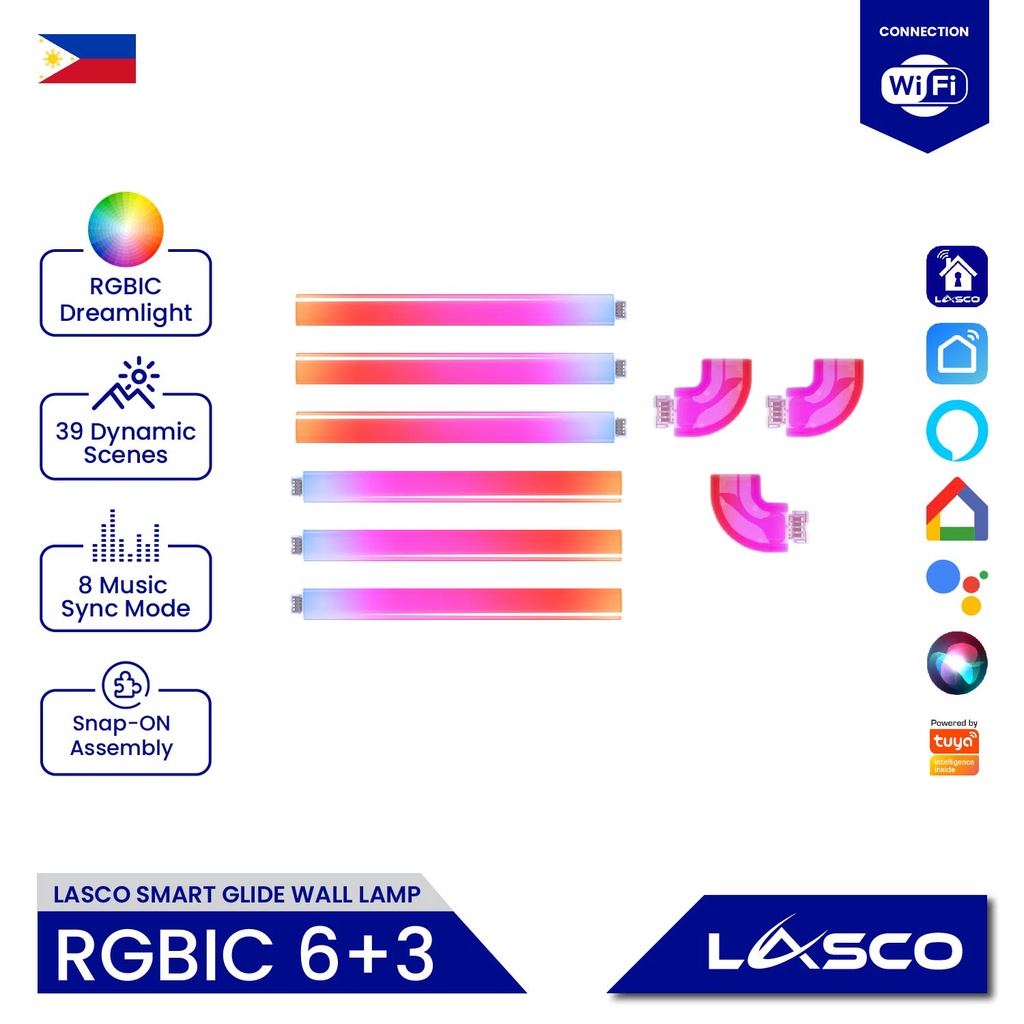 New Arrival Lasco Wifi Smart Glide Wall Lamp RGBIC Dreamlight Rainbow ...