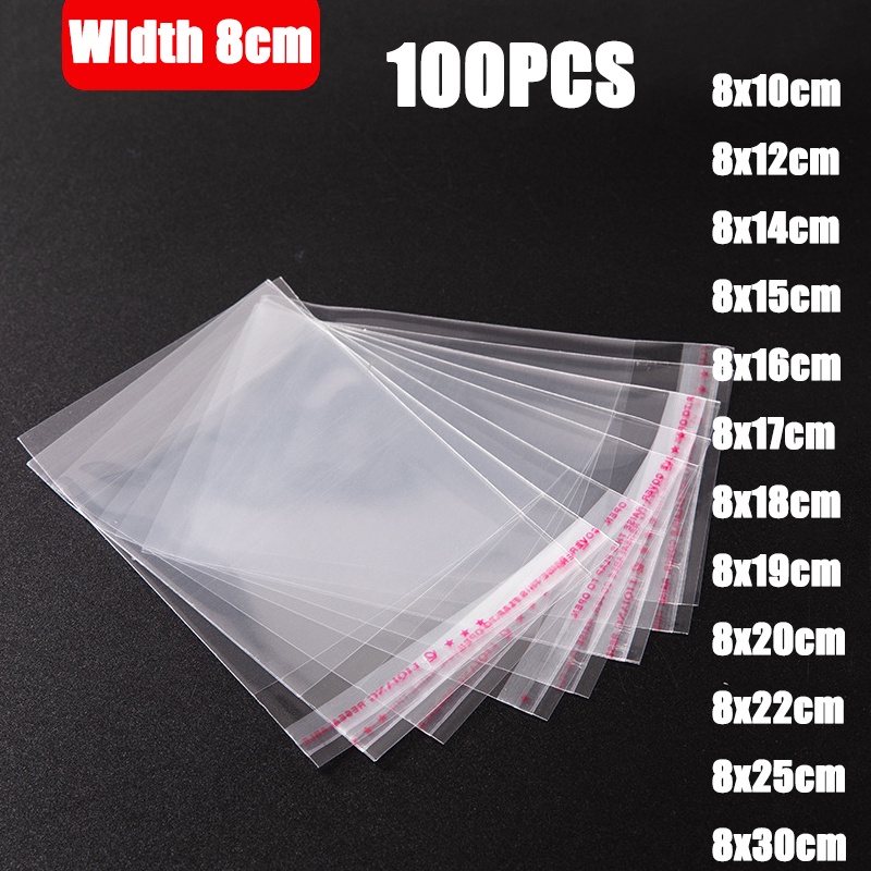 Width 8cm Clear Self-adhesive Cello Cellophane Bag Self Sealing Small ...