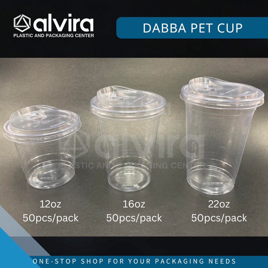 50pcs Dabba PET cup clear and strawless lid (separate) | Shopee Philippines