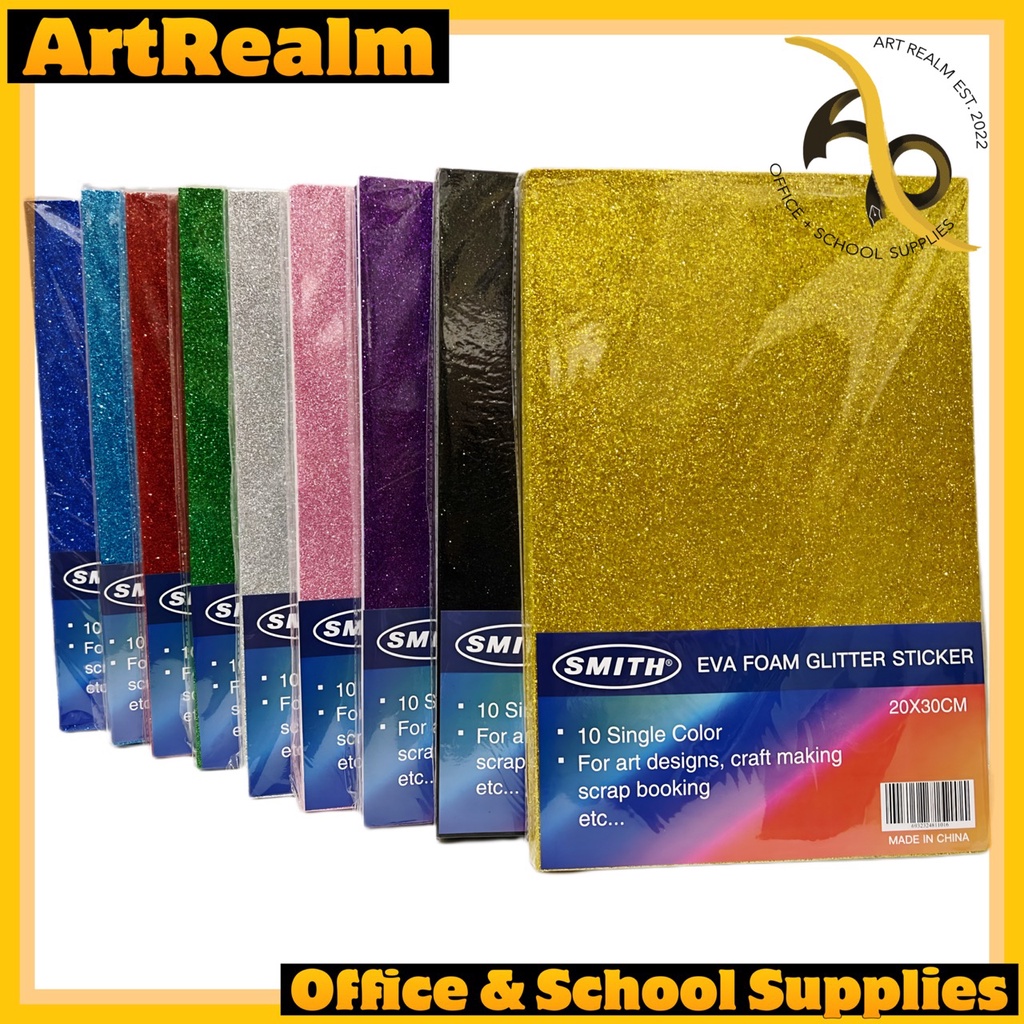 Smith Glitter Foam Sticker Paper [A4] [10 Sheets] [With Adhesive ...
