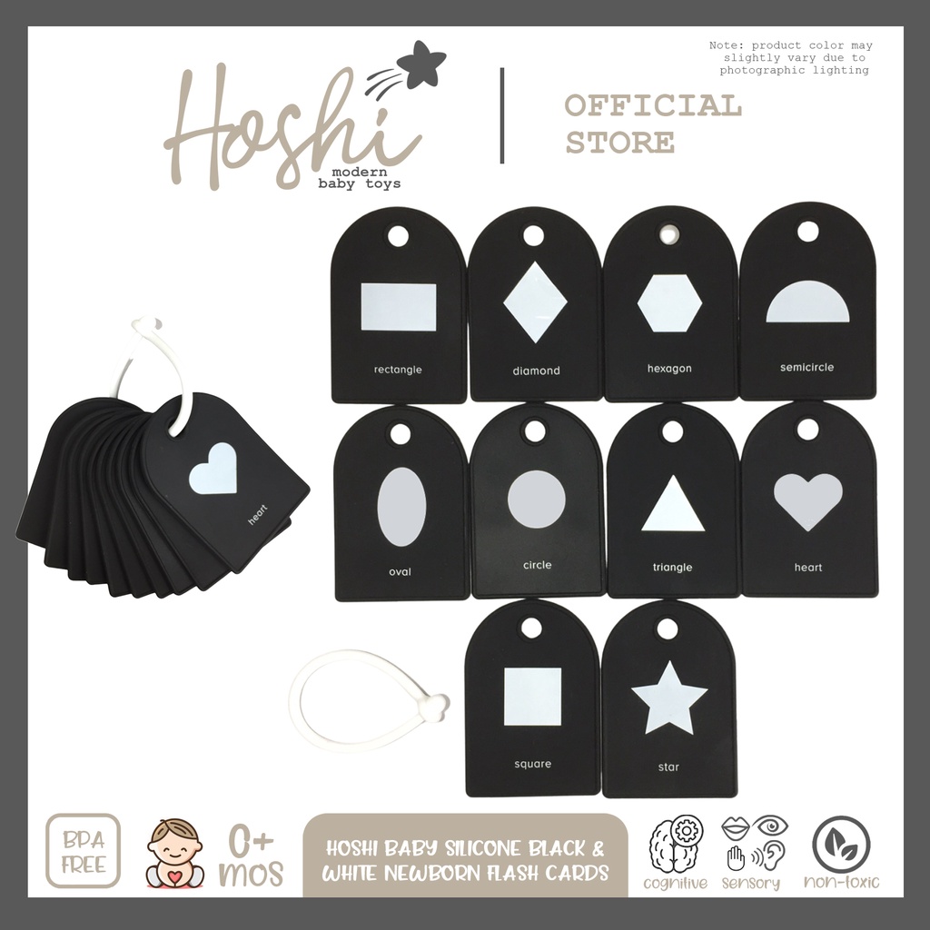 Hoshi Baby Black and White High Contrast Silicone Shape Flash Card ...