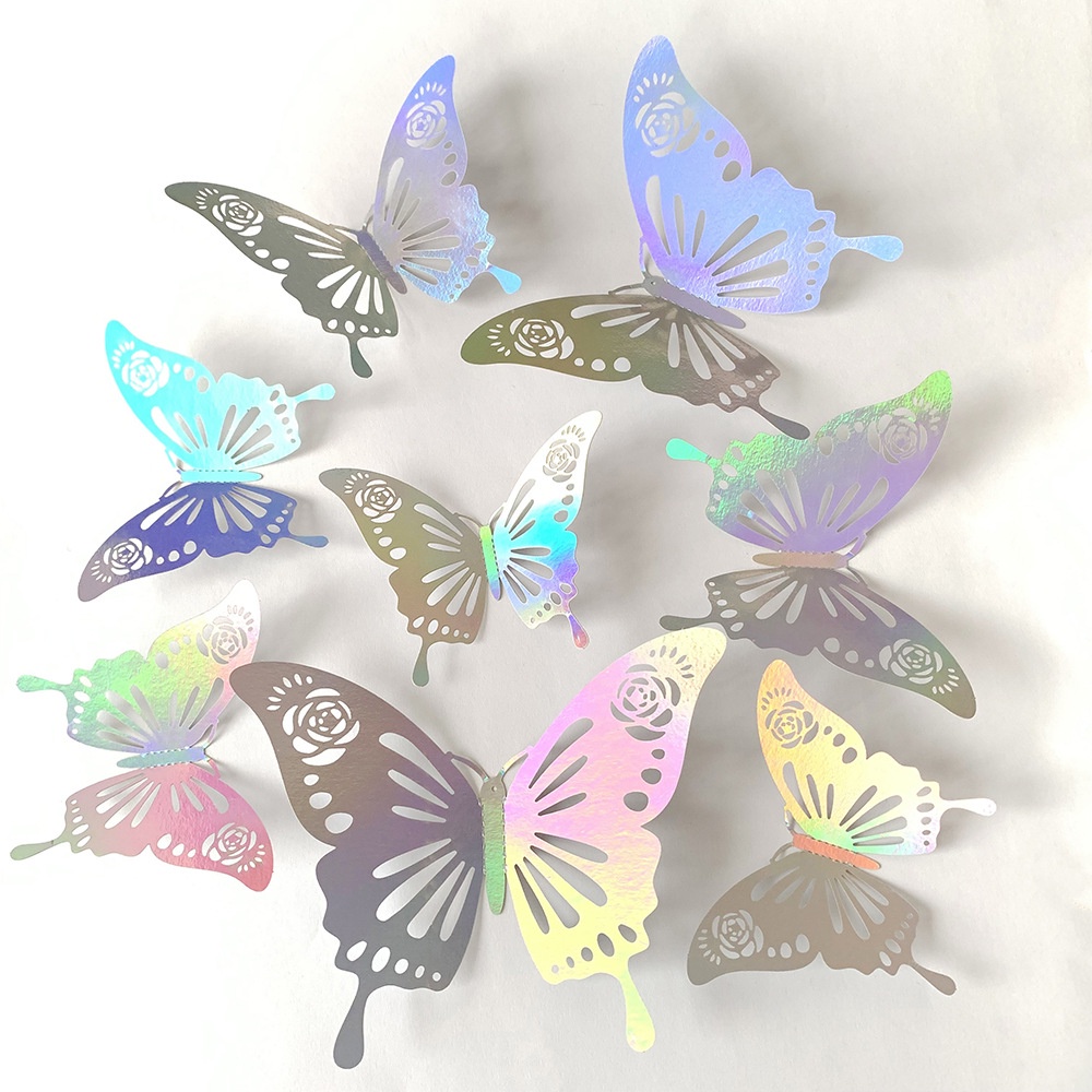 12PCs/set Cutout Butterfly Wall Sticker 3D Decal Hollow Butterflies ...