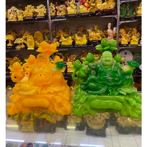 ZHETEAU Jadeite Laughing Buddha with Peach / Dragon / Koi Fish Feng ...